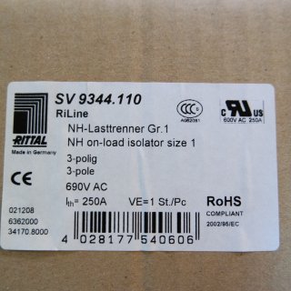 Rittal NH-Sicherungslasttrenner Gr.1, 250A, 3-polig, Schraube M10