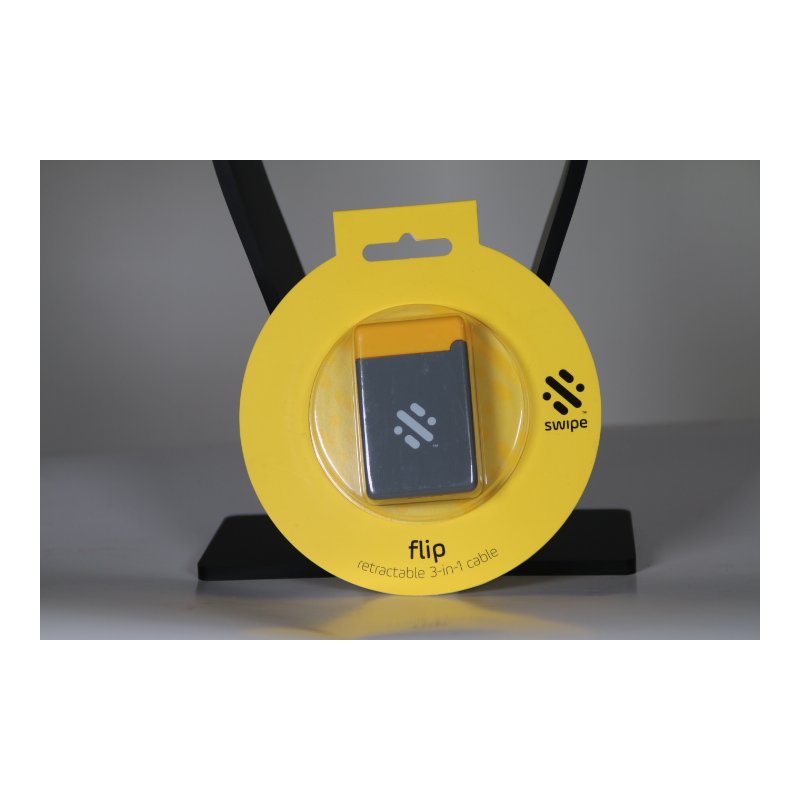 Swipe Flip - Ladeadapter 3-in-1, ausziehbar - Gelb, 5,00